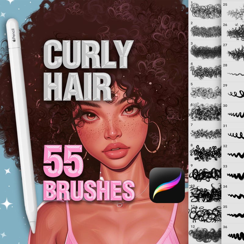 Female Hair Stamp Procreate - Etsy