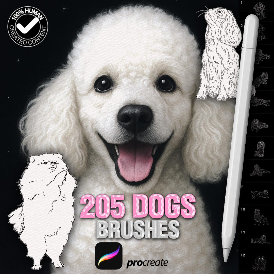 Procreate Dog Stamp Brushes. Procreate Cute Animal Brushes - Etsy