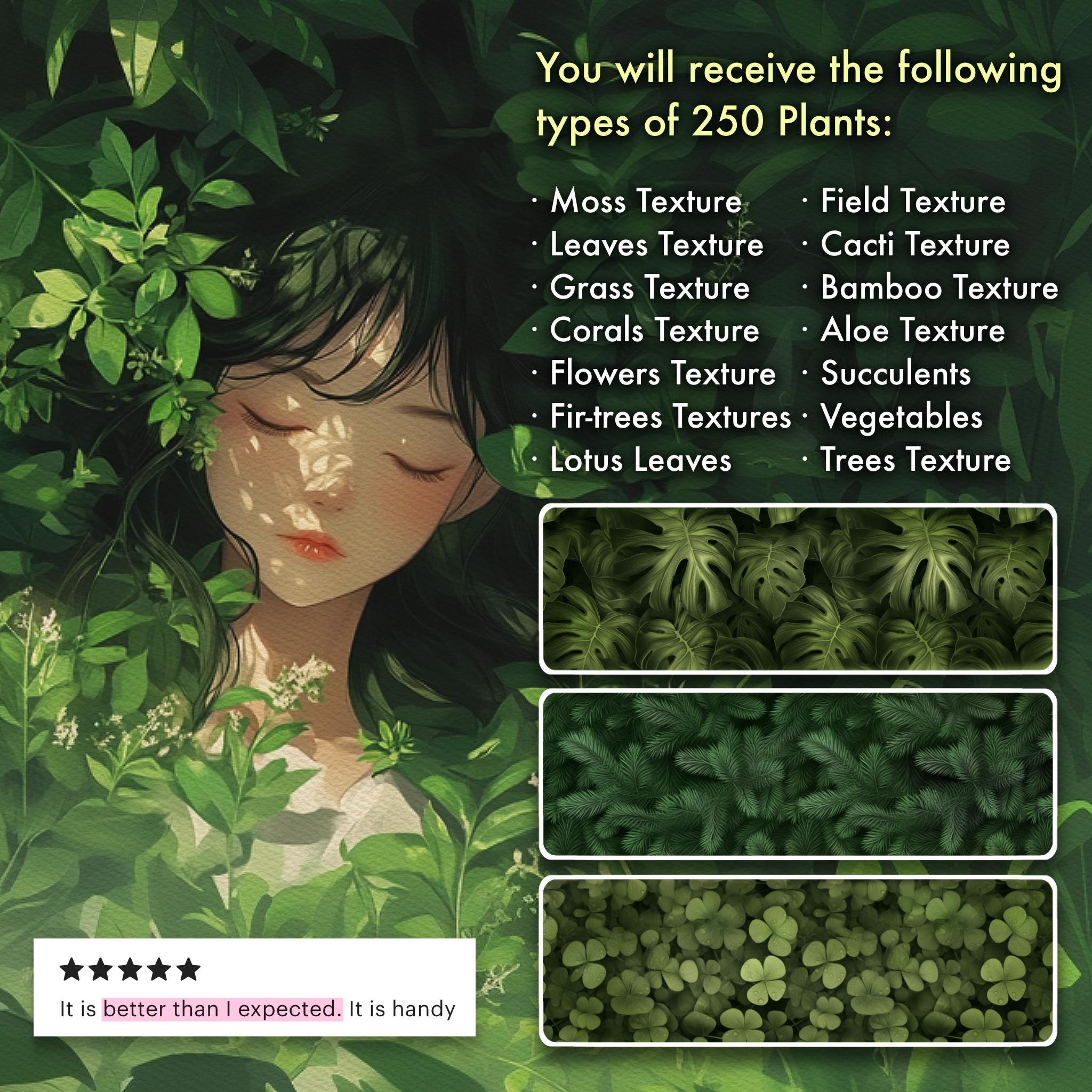 Photoshop Flora Texture Brushes. Clip Studio Forest, Plant, Leaf, Moss ...