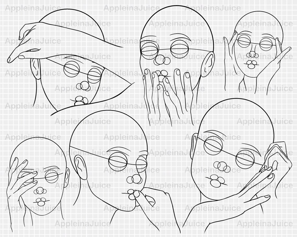 Procreate Face Stamp Brush. Procreate Pose Brushes. Portrait | Etsy