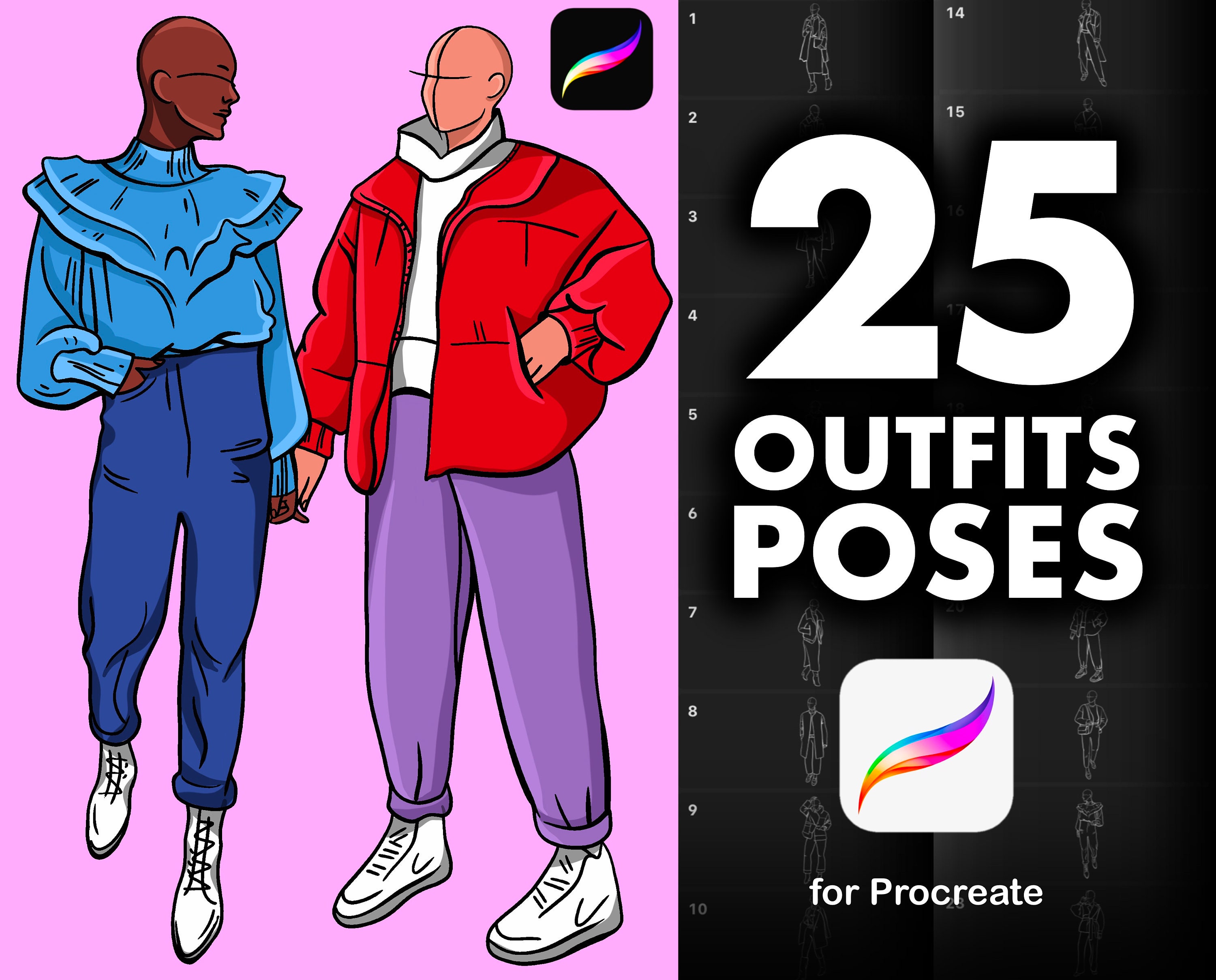 Procreate Clothes Brushes. Procreate Poses. Procreate - Etsy