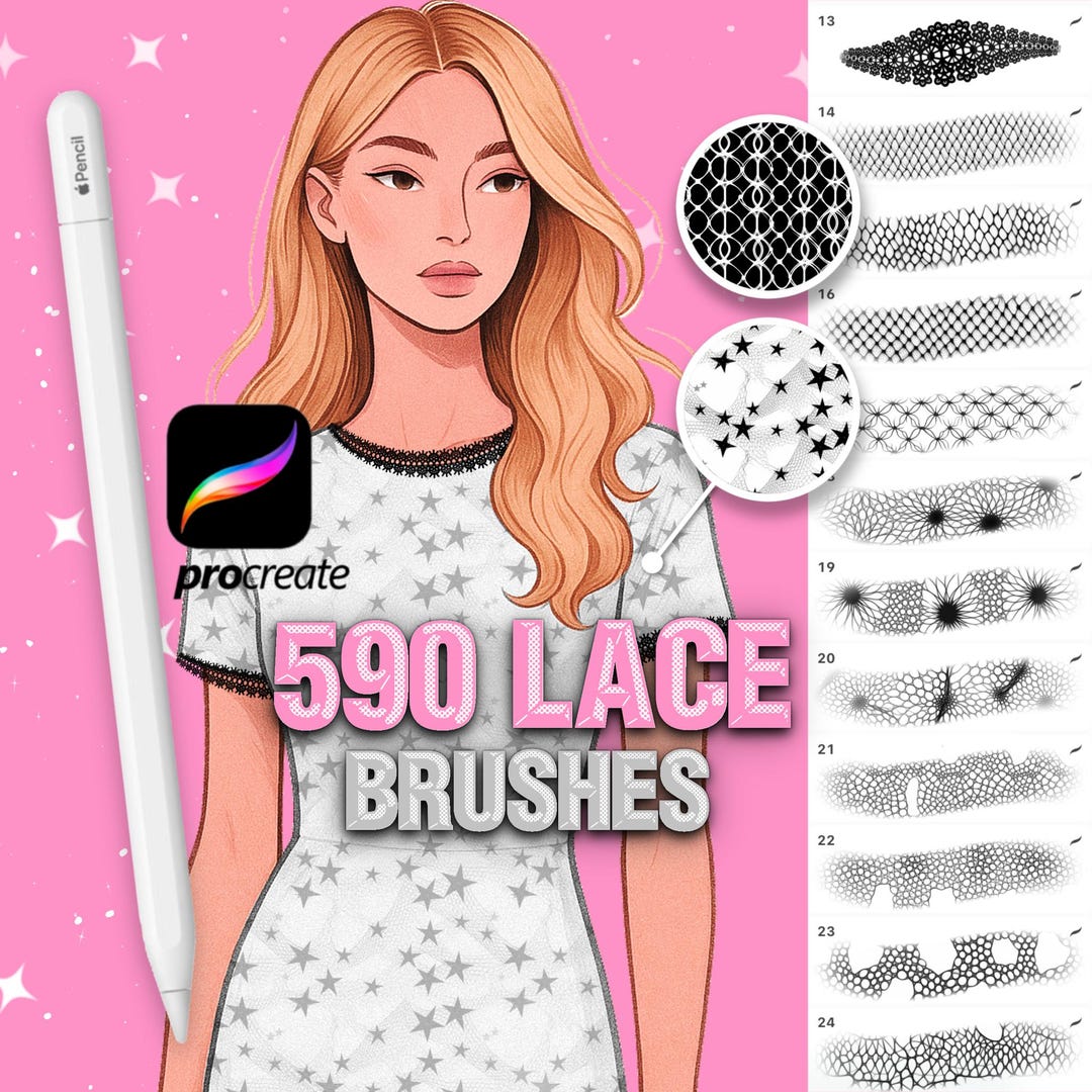 Procreate Lace Textures Brushes. Procreate Tulle Fabric Brushes - Etsy