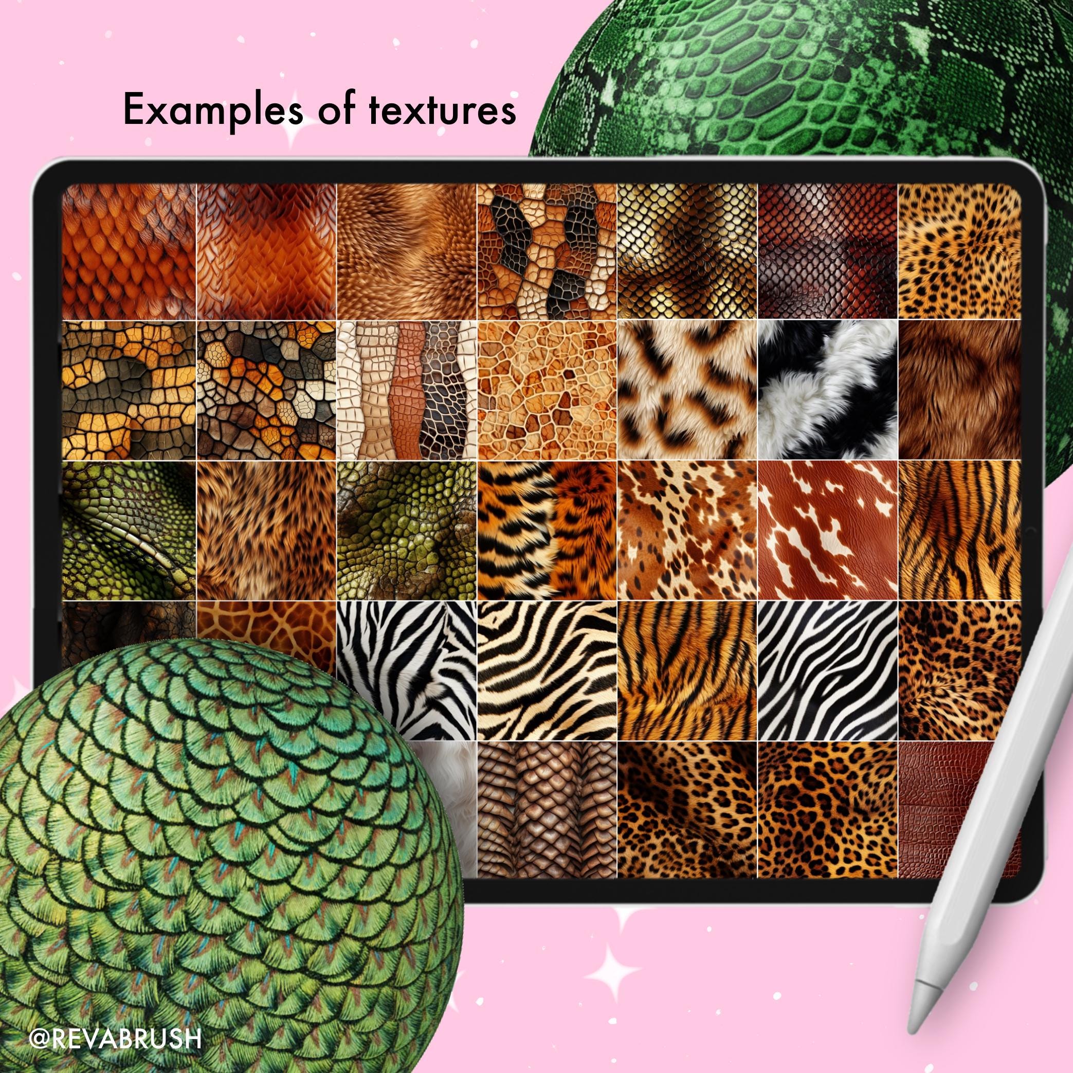 200 Animal Texture Brushes: Zebra, Leopard, Snake Skin, Fur Patterns - Etsy