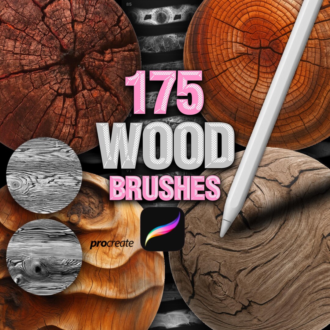 170 Procreate Wood Texture Brushes. Wooden Brushes for Procreate ...
