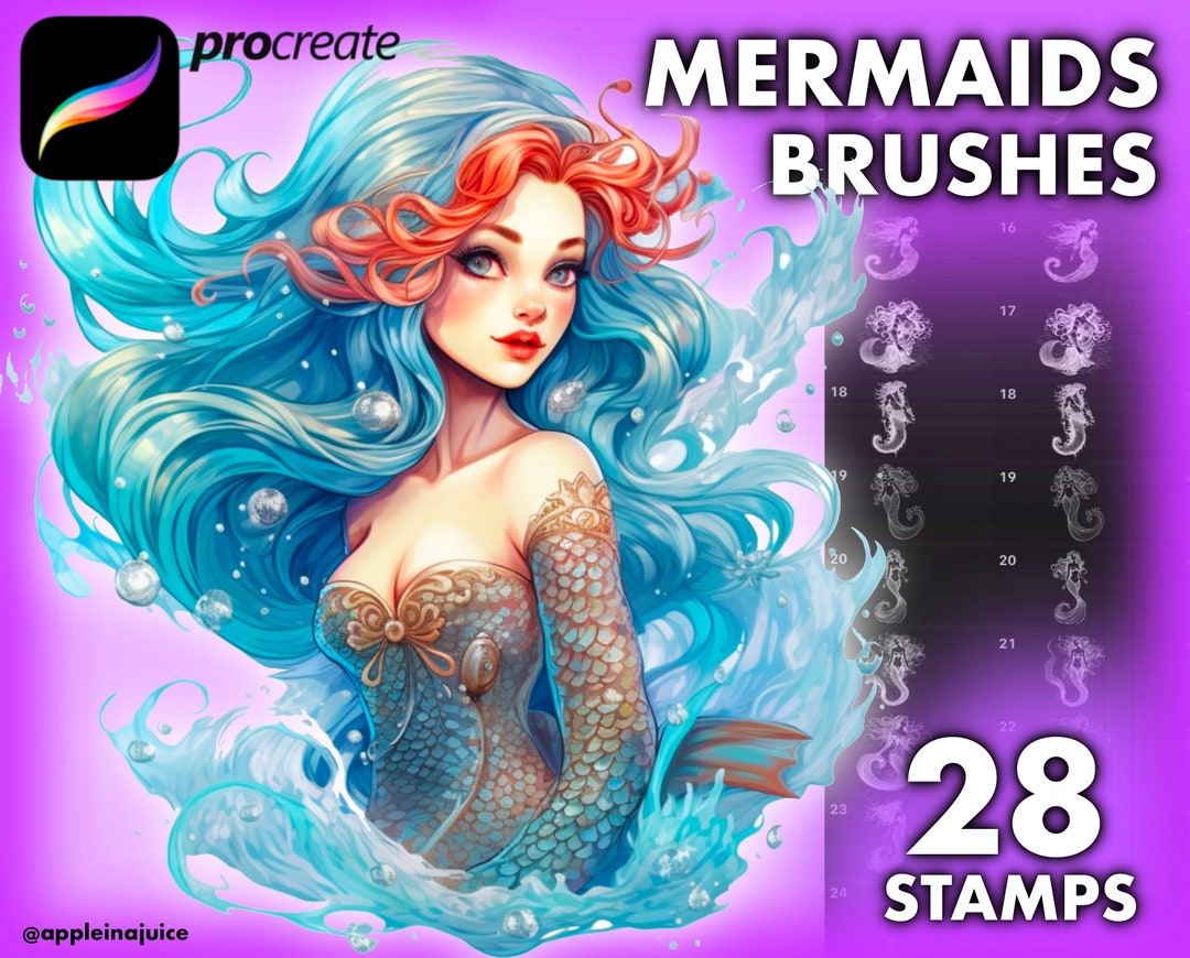 Procreate Mermaids Brushes. Procreate Mermaid Guide Stamps, Mermaid Men Stamp Brushes for ...