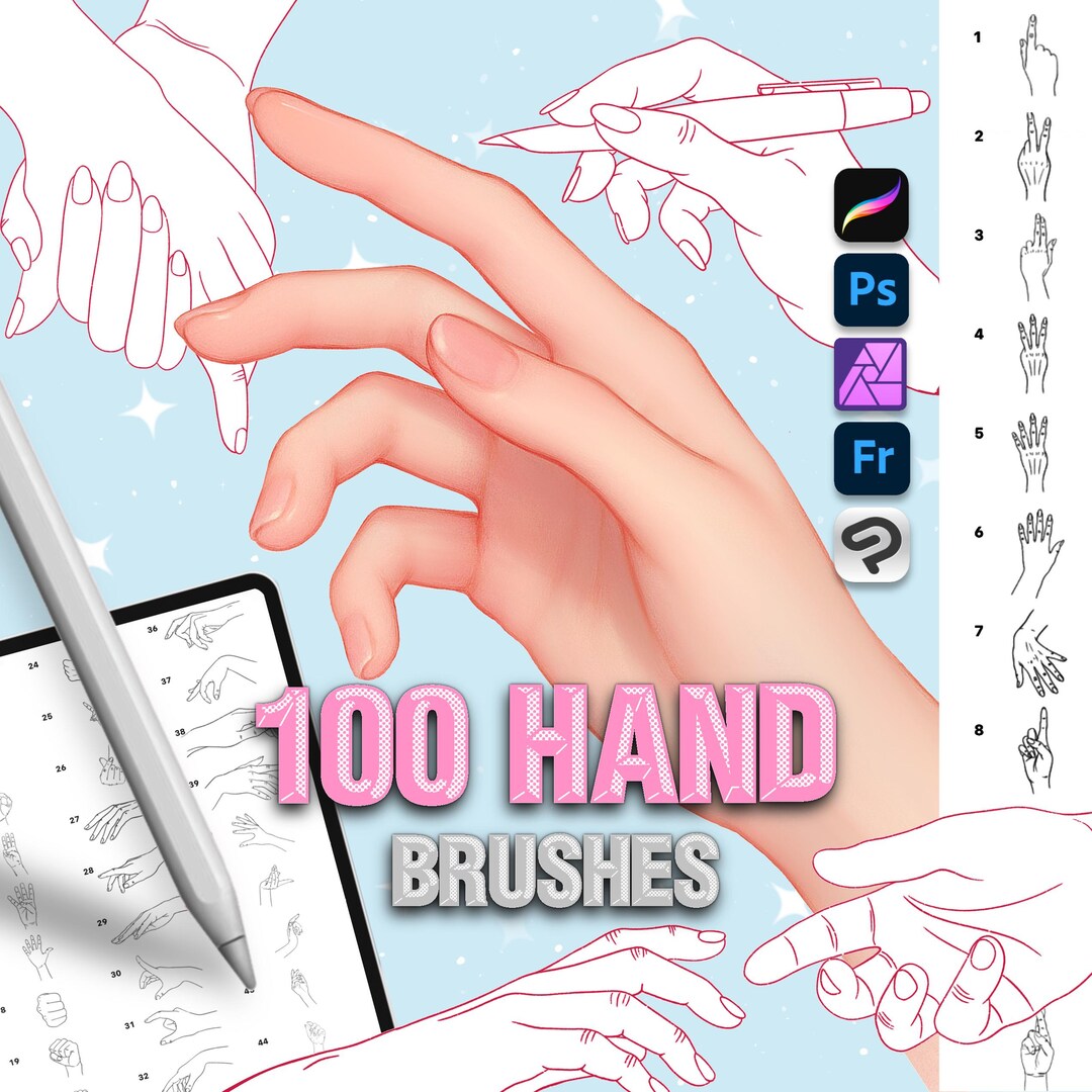 Photoshop Hand Stamps Brushes. Clip Studio Paint Finger Brushes - Etsy