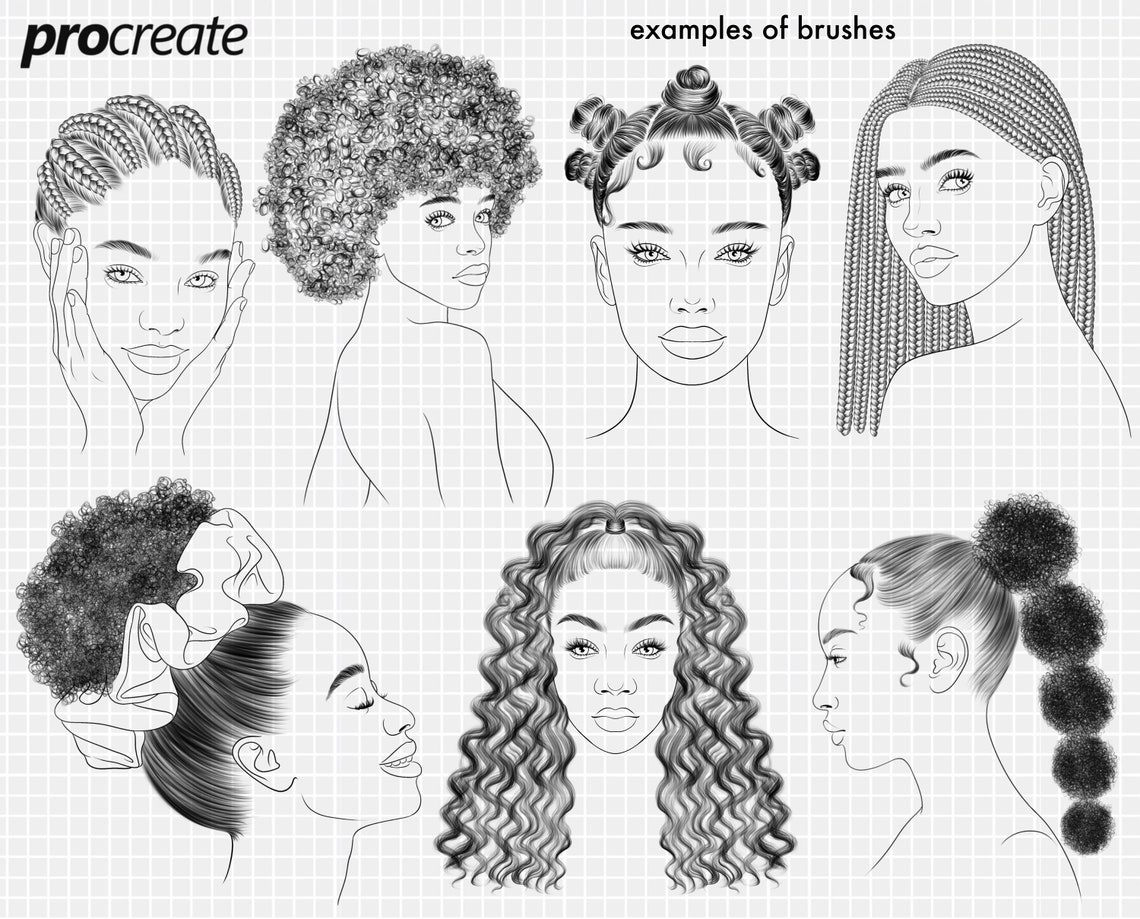 Procreate Face Stamp Brushes. Procreate Afro Hair. Procreate - Etsy