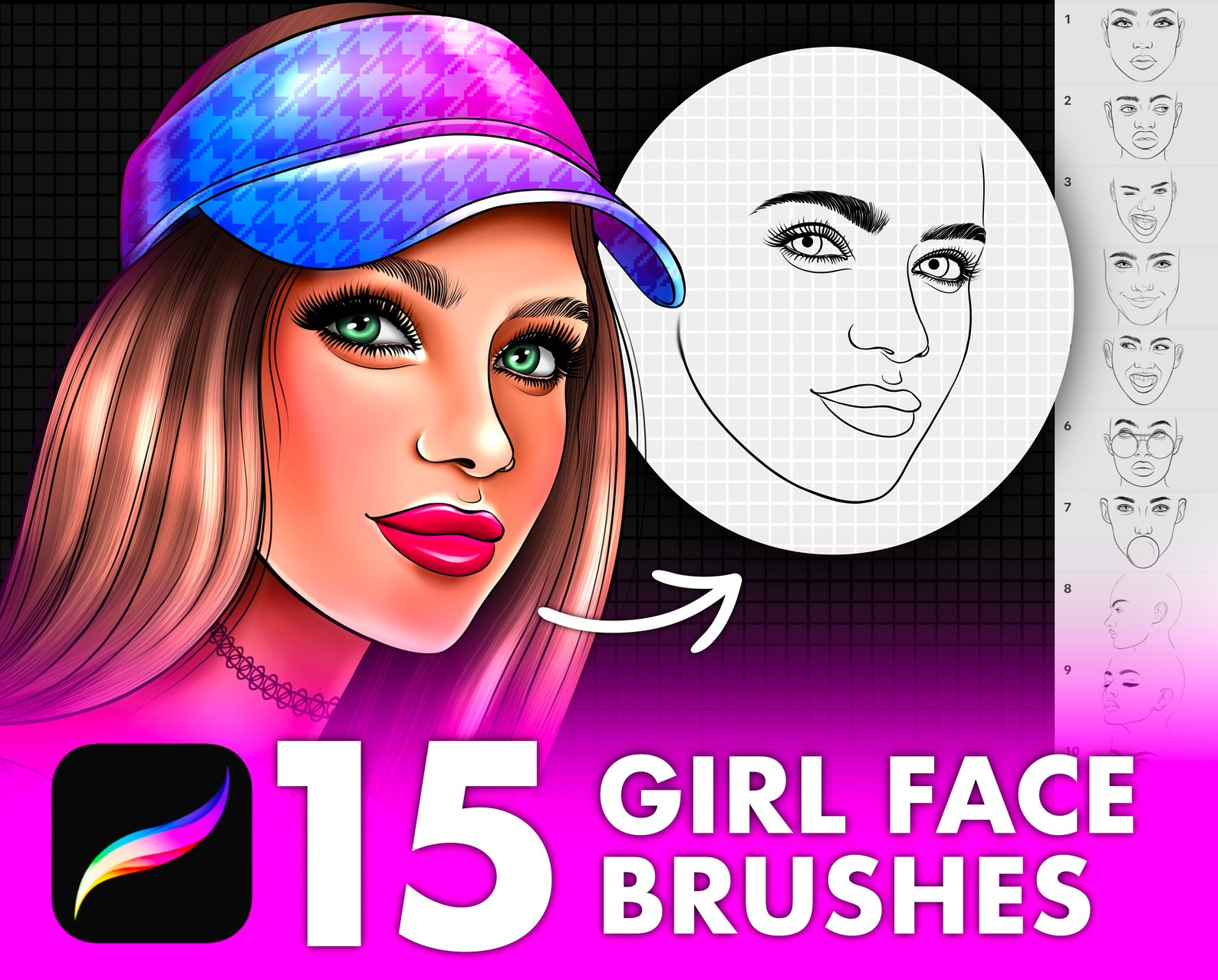 Procreate Face Brushes. Procreate Portrait. Procreate Girl - Etsy