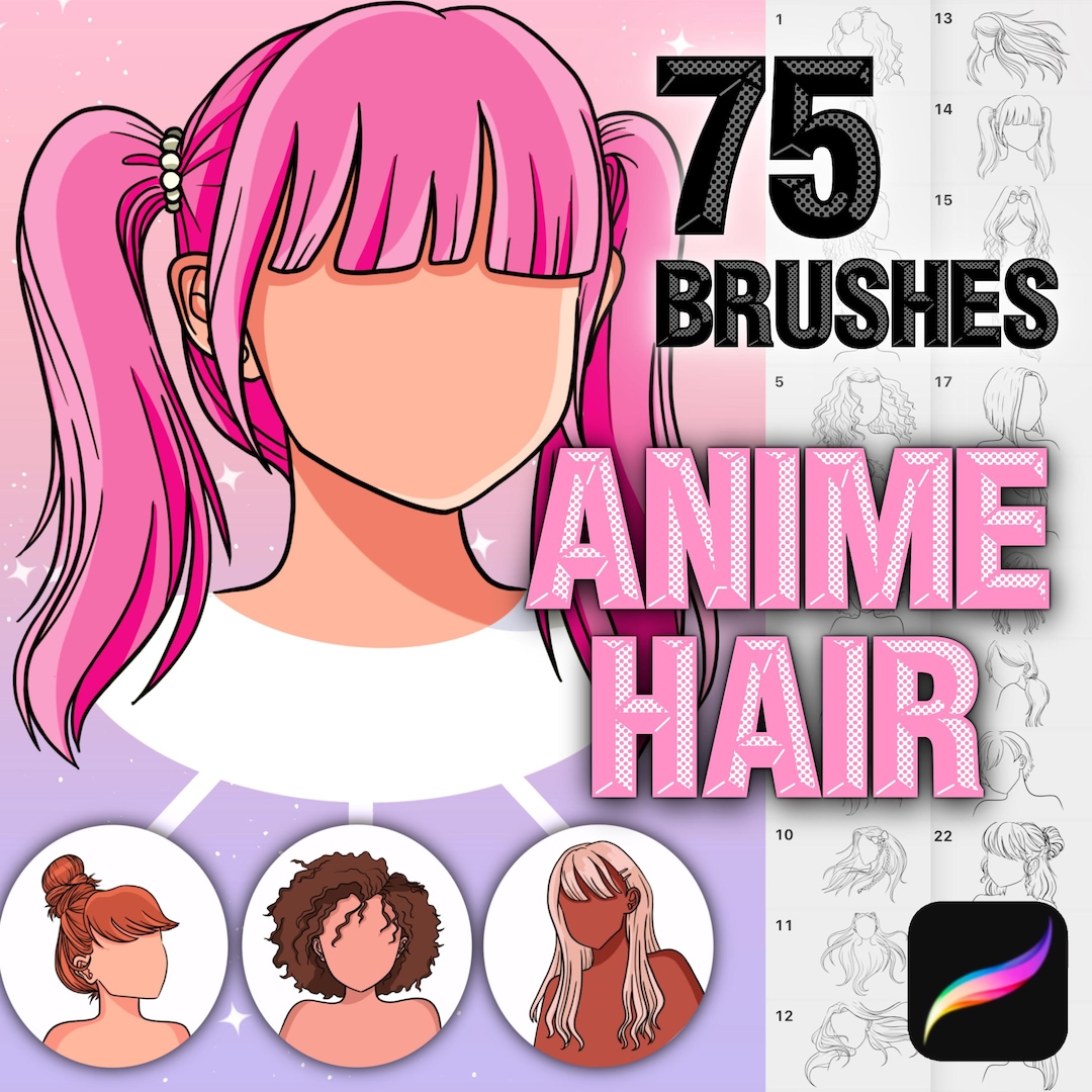 Procreate Anime Hair Brushes. Procreate Manga Hairstyle Brushes ...