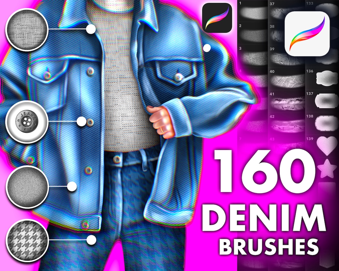 Procreate Denim Brushes. Procreate Texture Fabric Brushes. - Etsy UK