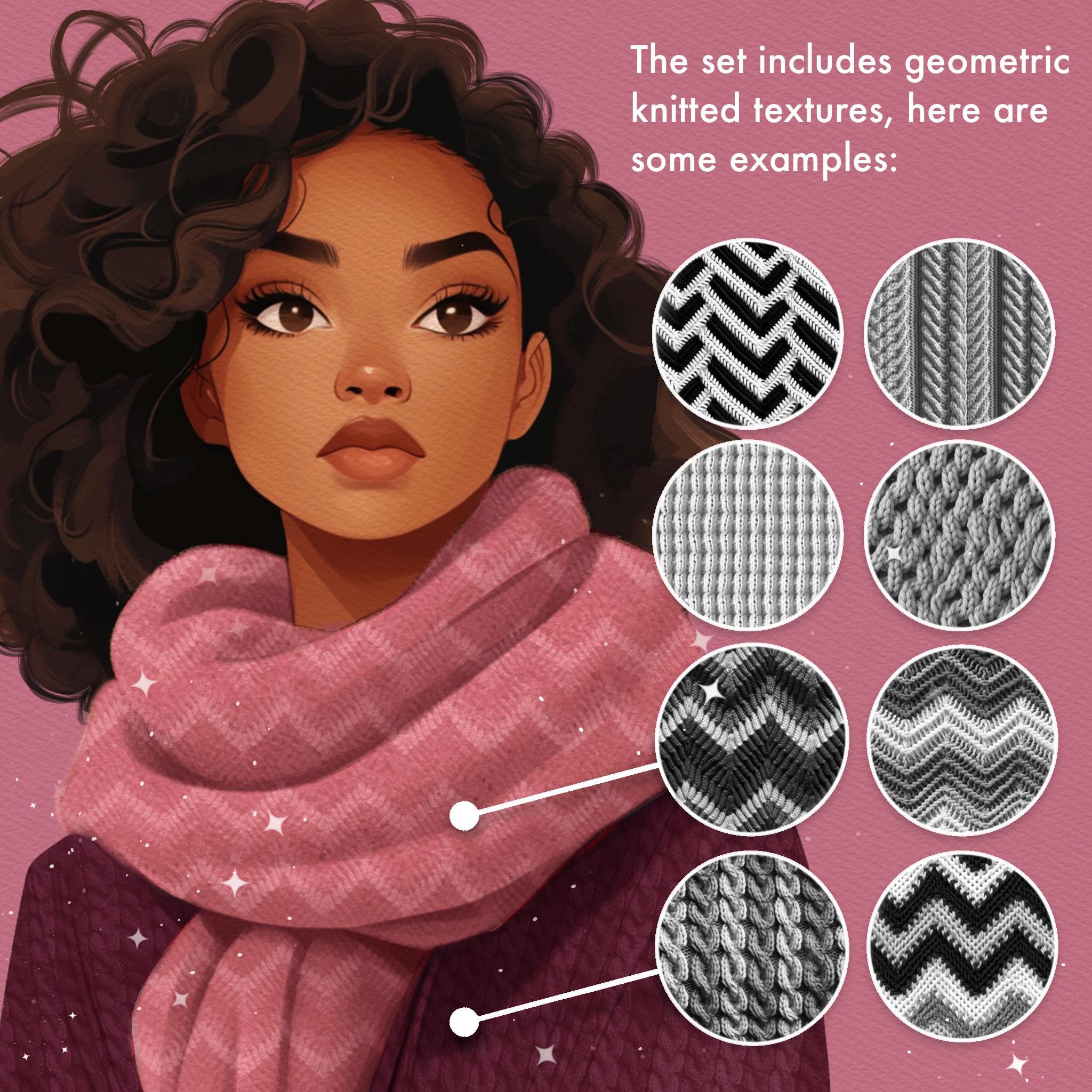 Photoshop Knit Fabric Brushes. Clip Studio Knitted Texture Brushes ...