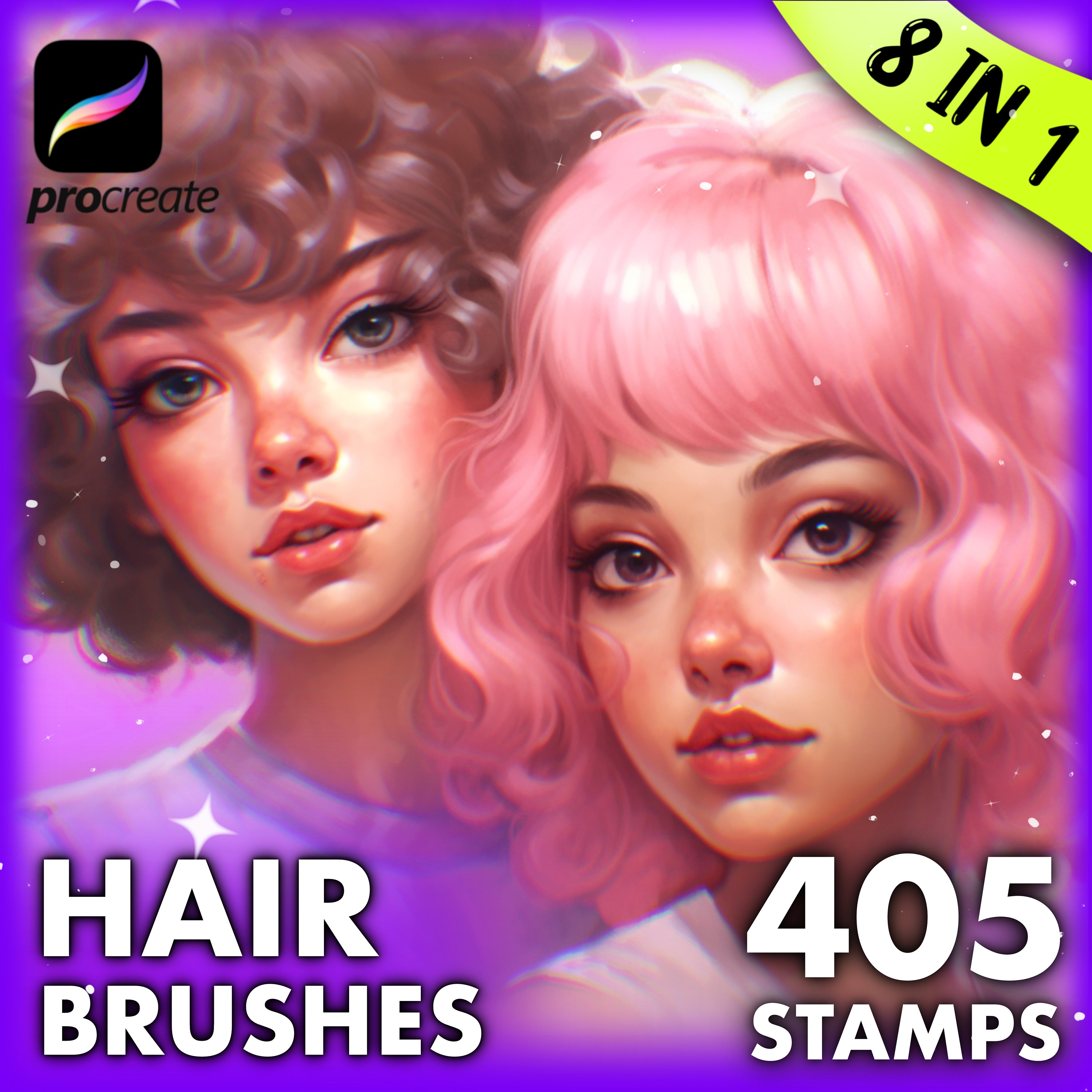 Procreate Hair Brushes, Procreate Hairstyle Stamps, Procreate Edges ...