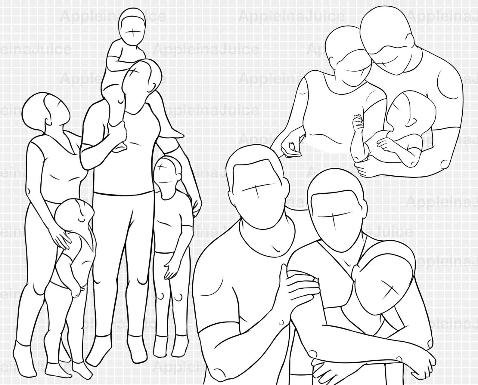 Procreate Couple Poses. Procreate Family Stamps. Procreate - Etsy