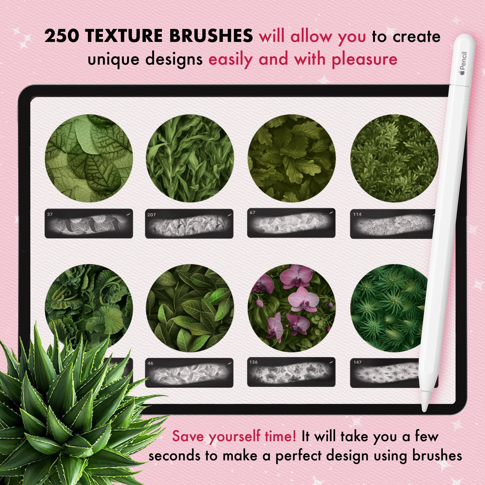 Photoshop Flora Texture Brushes. Clip Studio Forest, Plant, Leaf, Moss ...