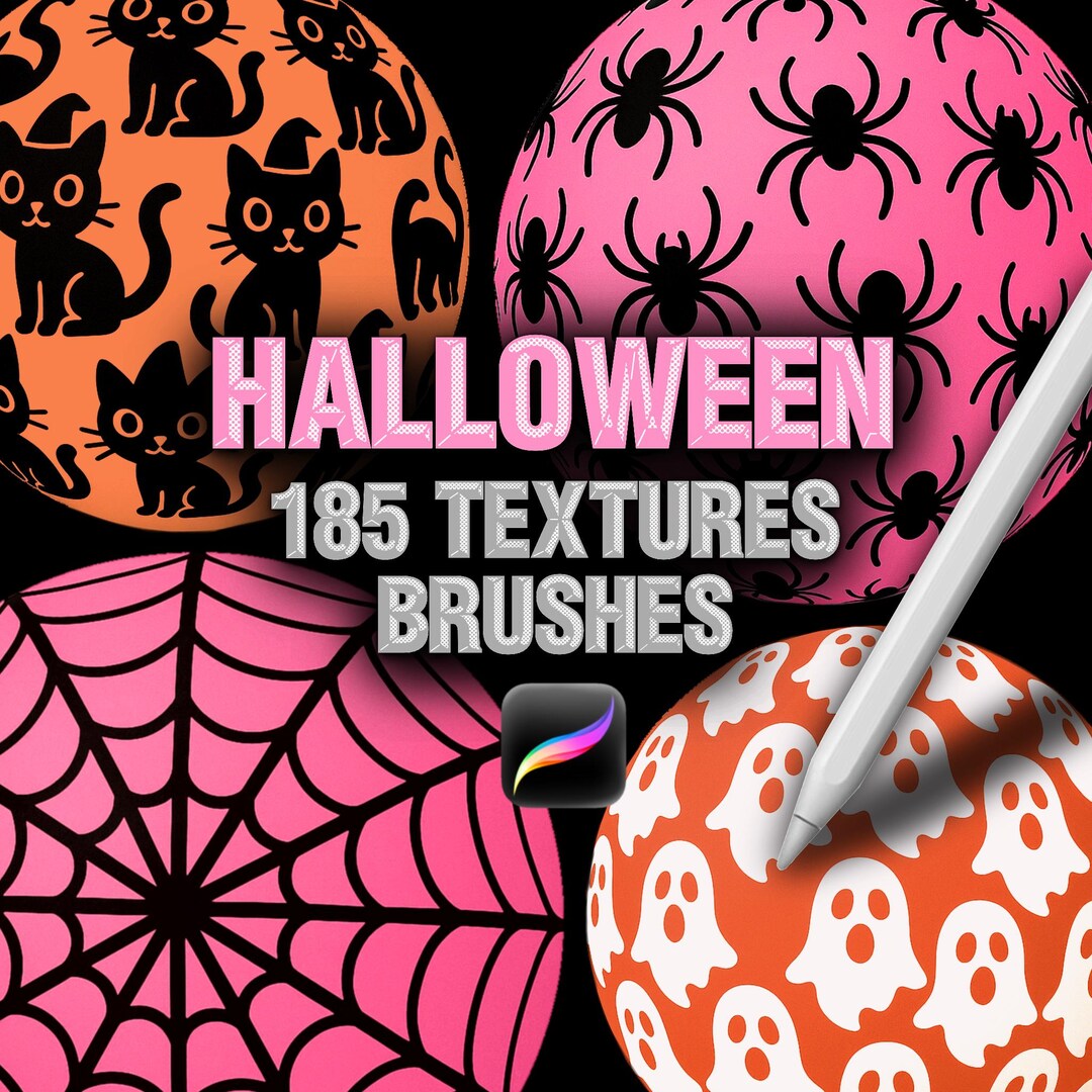 Halloween Procreate Texture Brushes. Procreate Pumpkin, Ghost, Bat ...