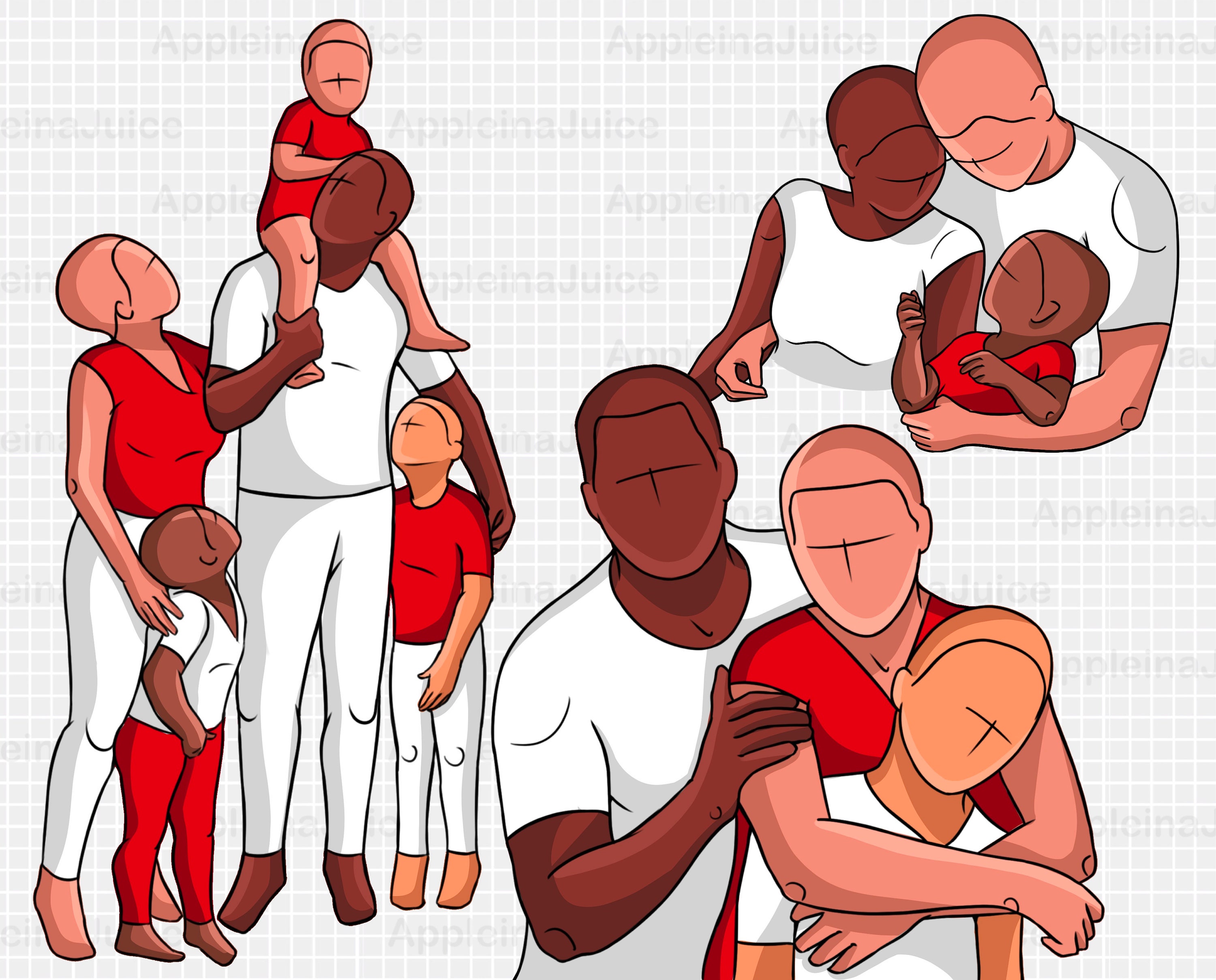 Procreate Couple Poses. Procreate Family Stamps. Procreate - Etsy