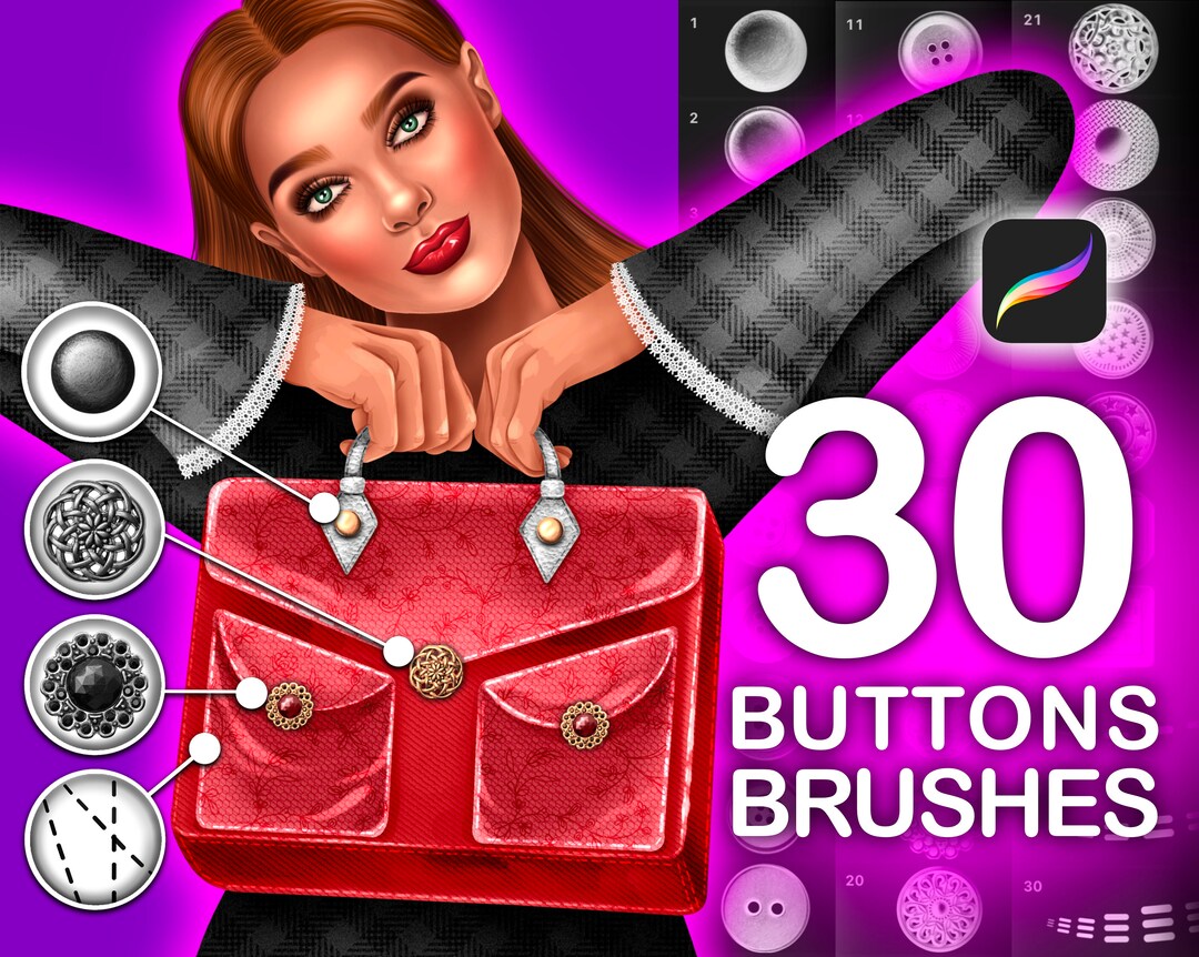 Procreate Button Brushes. Procreate Fashion. Procreate Sewing Stitches ...