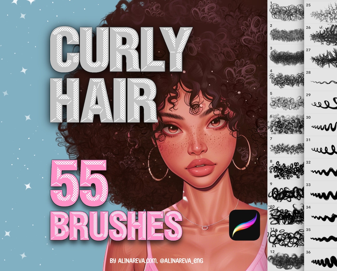 Procreate Hair Brushes Procreate Curly Brushes Etsy 