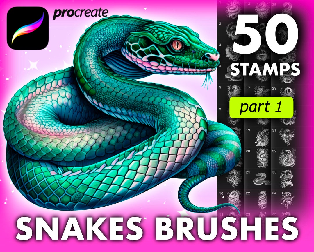 Procreate Snake Brushes, Procreate Snakes Tattoo, Procreate Snake ...