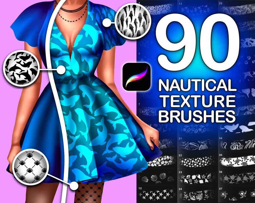Procreate Sea Ocean Brushes. Procreate Clothes Fabric Brush. - Etsy