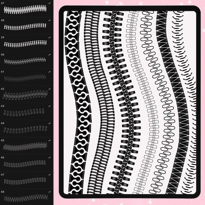 155 Procreate Zipper Brushes, Slider Stamps (digital Download) - Etsy