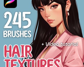 Procreate Hair Brushes, Procreate Hair Brush Set: Straight Hair, Curly ...