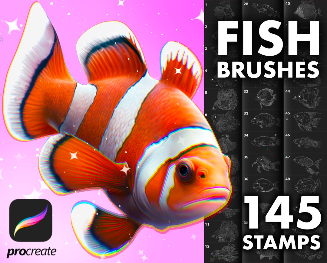Procreate Sea Life Stamps. Procreate Fish Stamps. Procreate Ocean ...