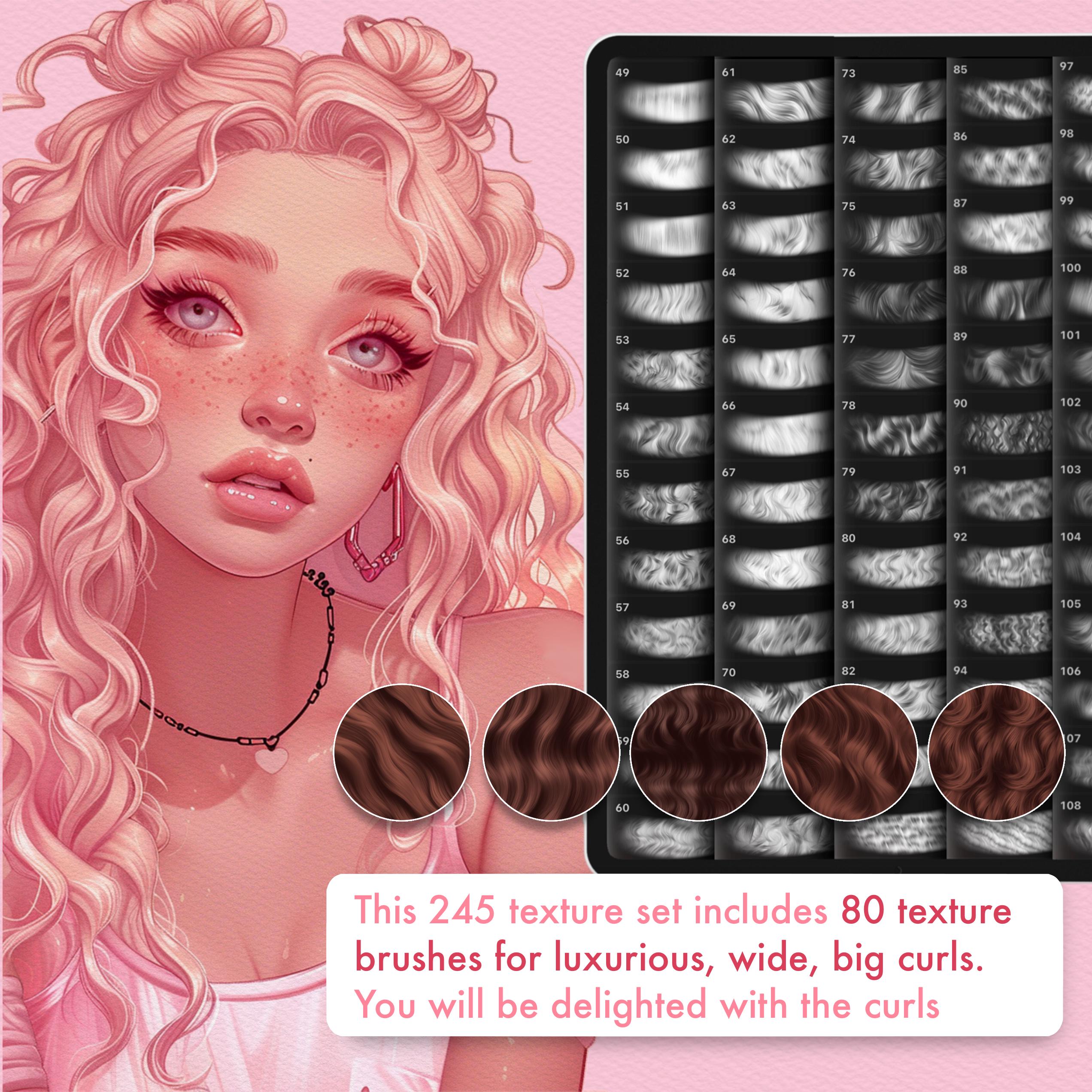 245 Hair Texture Brushes: Photoshop, Clip Studio Paint, Affinity Photo ...