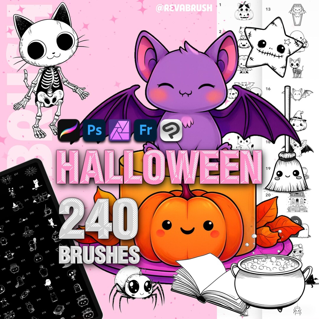 Procreate Halloween Spooky Stamp Brushes. Photoshop, Clip Studio Paint ...