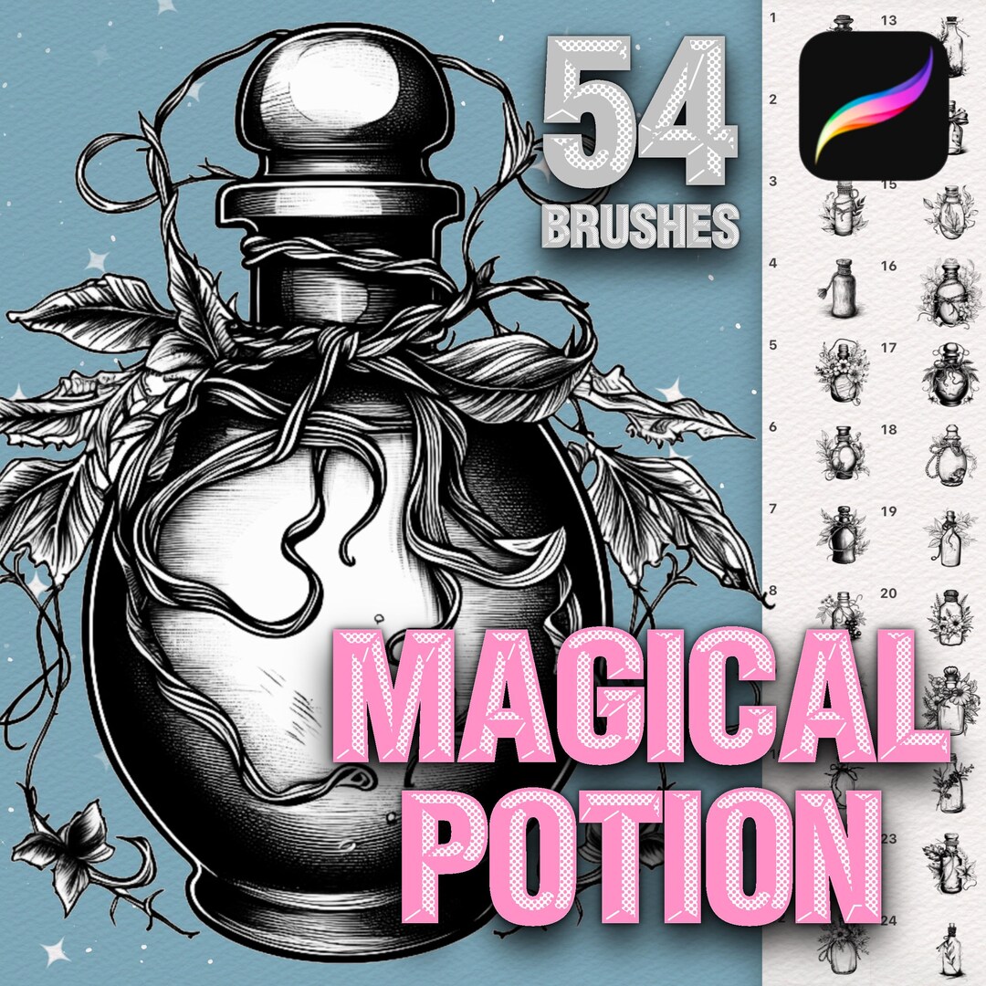 Procreate Potion Bottles Brushes. Procreate Magic Potion Bottles, Mystic Spell Jar. Procreate ...