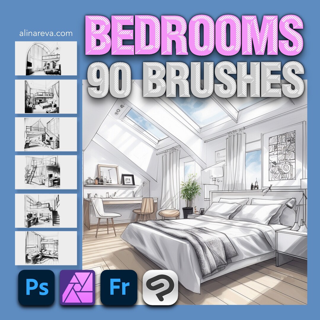 Photoshop Bedrooms Brushes. Photoshop Bed Stamps. Photoshop Interior ...
