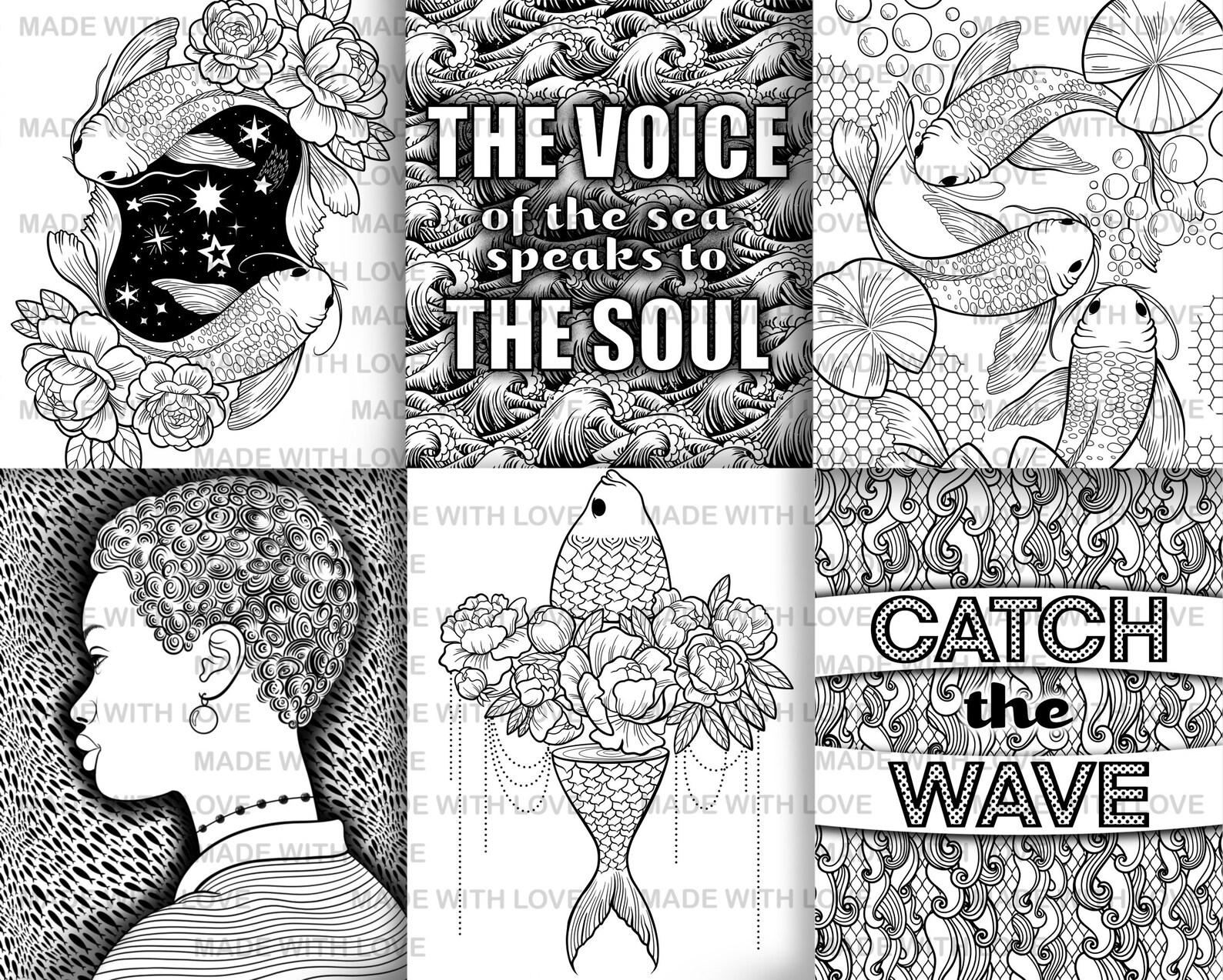 Adult Coloring Book. Kids Coloring Page. Fish Chill Coloring - Etsy