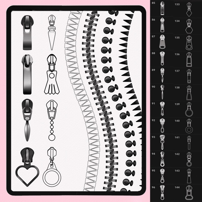 155 Procreate Zipper Brushes, Slider Stamps (digital Download) - Etsy