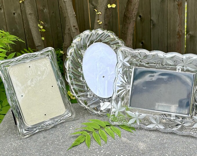 MIKASA Crystal Photo Frame Assorted Patterns Trio/ SET of 3~ Circa ...