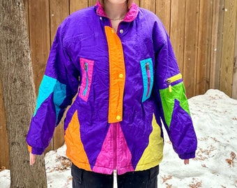 Vintage 90s Neon Purple Winter Jacket/parka (adolescent-teen Vintage 90s Neon Purple Winter Jacket/parka (adolescent-teen
