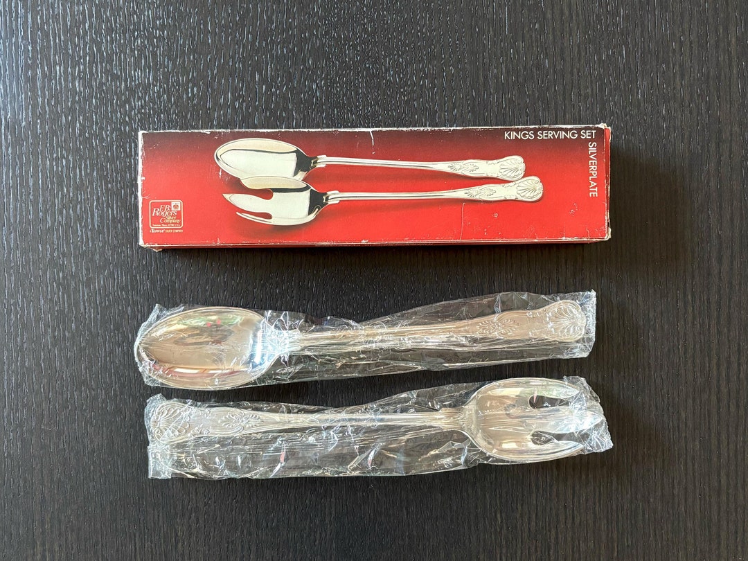Vintage Silver Plate FB Rogers Kings Serving Utensil Set Salad Serving ...