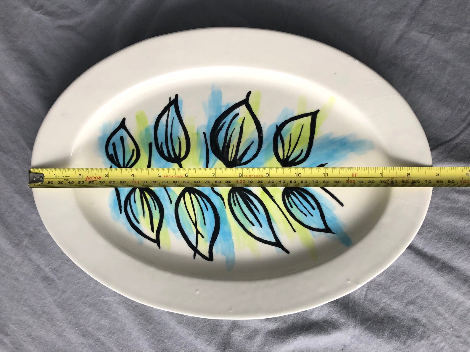 MCM Atomic Era Serving Platter: Hand Painted Ceramic, 1950s Oval Plate ...