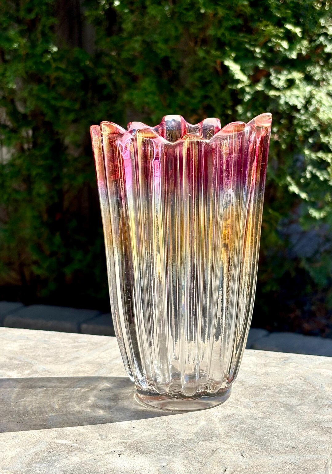 Celestials Iridescent “marigold” Vase by Federal Glass-circa 1950-60s ...