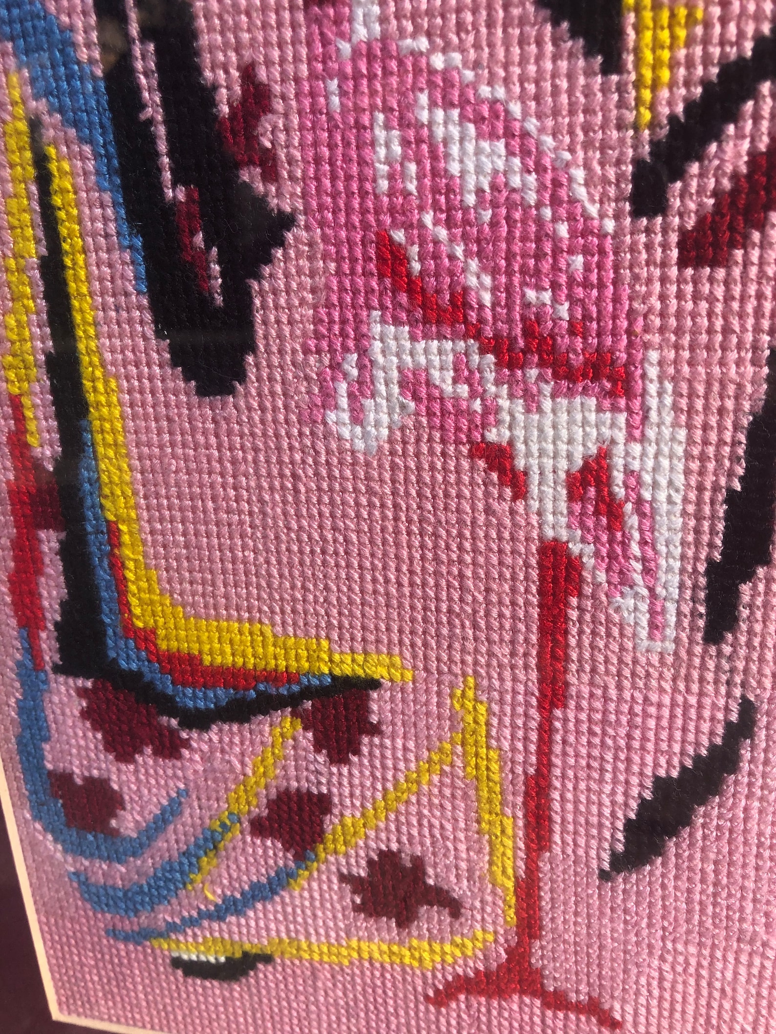 MCM Abstract Japanese Flamingo Needlepoint Art (framed) Circa 1960s (11 ...