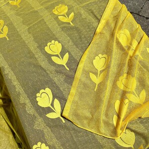 MCM Yellow Mesh Tulip Pattern Curtain/ Repurposing Fabric Circa 1960 ...