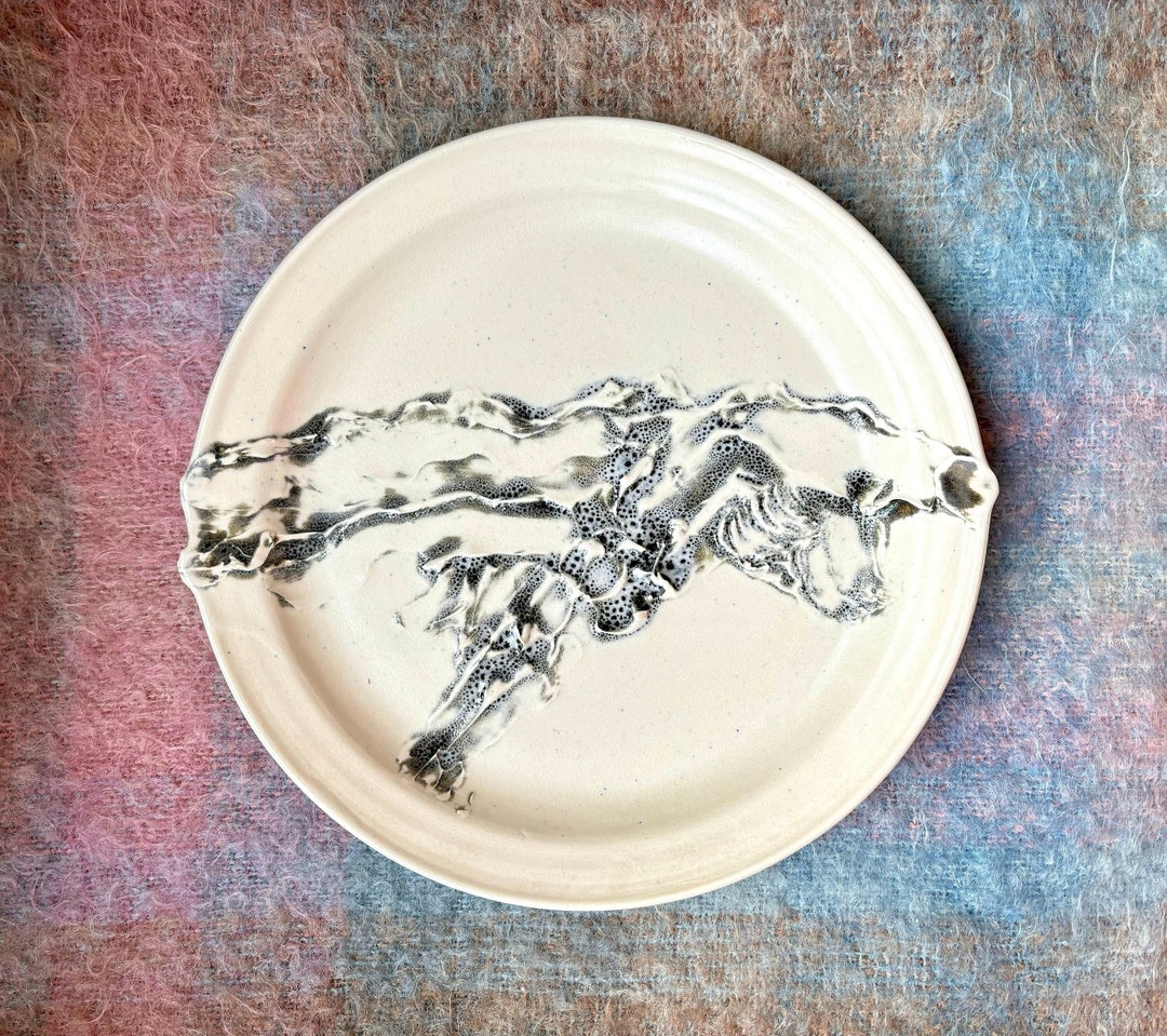 Black & White Raku Design Wall Decor Plate (hand Thrown, Artist Signed ...