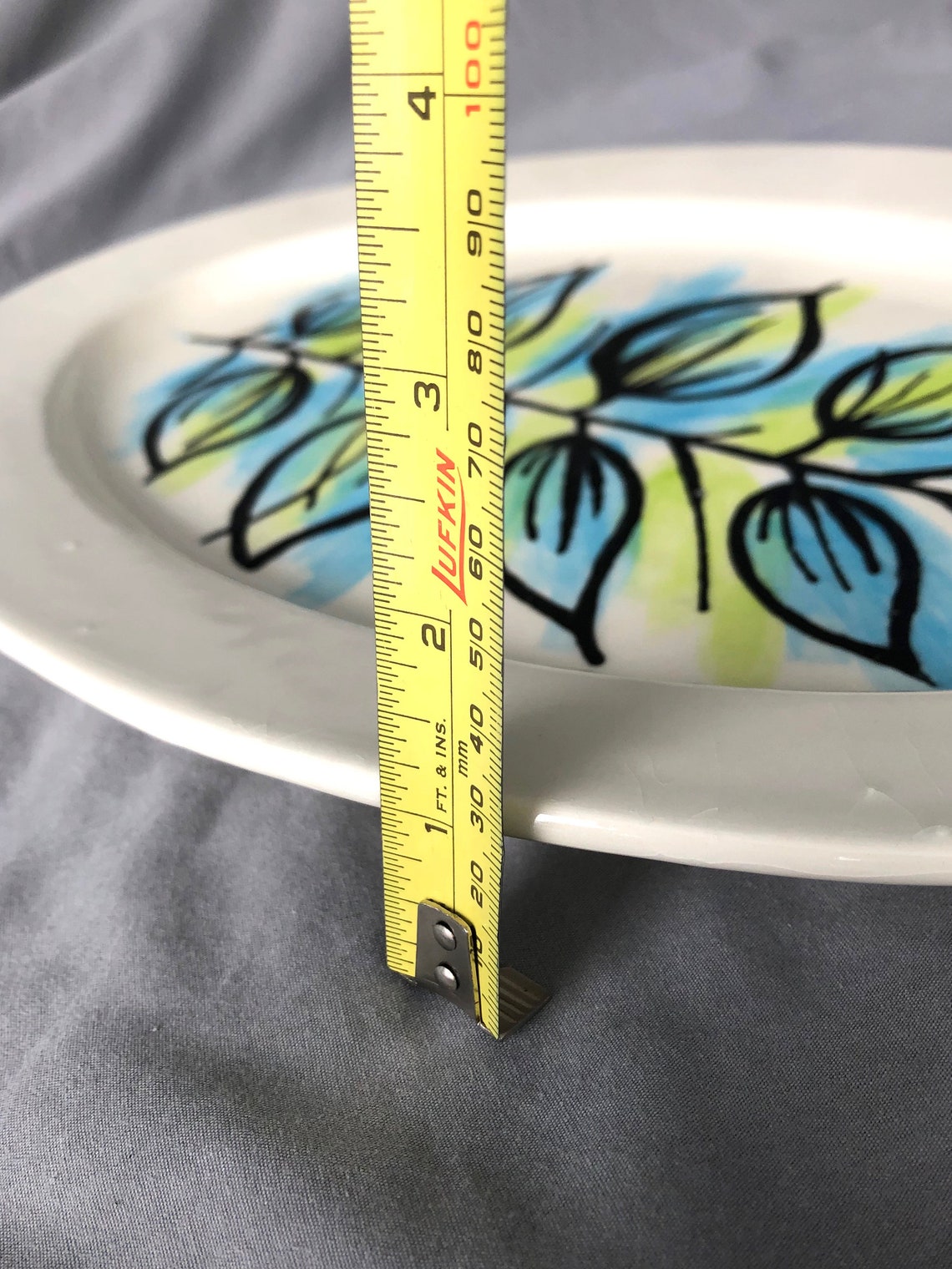 MCM Atomic Era Serving Platter: Hand Painted Ceramic, 1950s Oval Plate ...