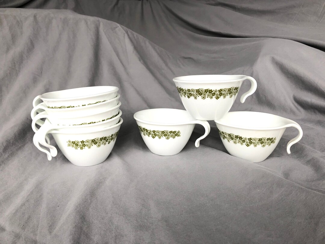 Vintage Pyrex Corelle Spring Blossom-crazy Daisy Hook tea Cup Set of 8 ...