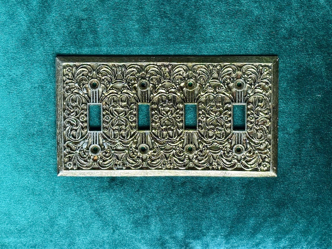 Ornate Gold Finish Filigree Multi-light Switch Plate. Hollywood Regency ...
