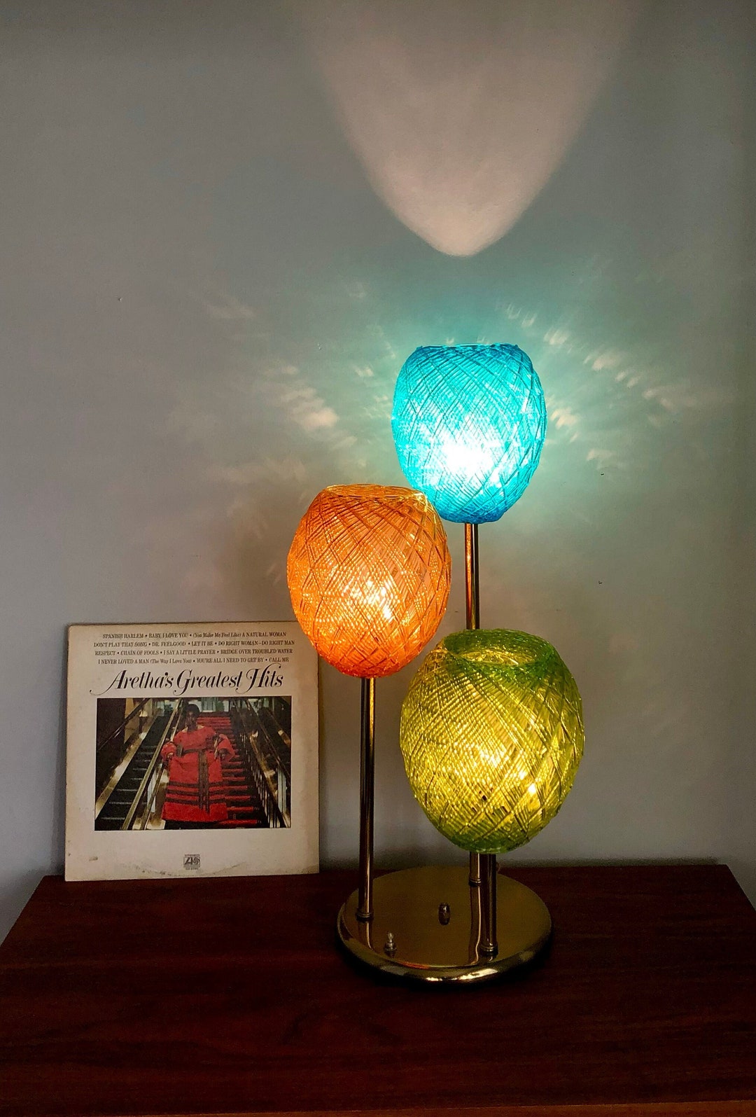 MCM 3 Globe Lucite Table Lamp 3 Way Lamp Blue, Green & Orange Circa 1950-60s/ Space Age-atomic ...