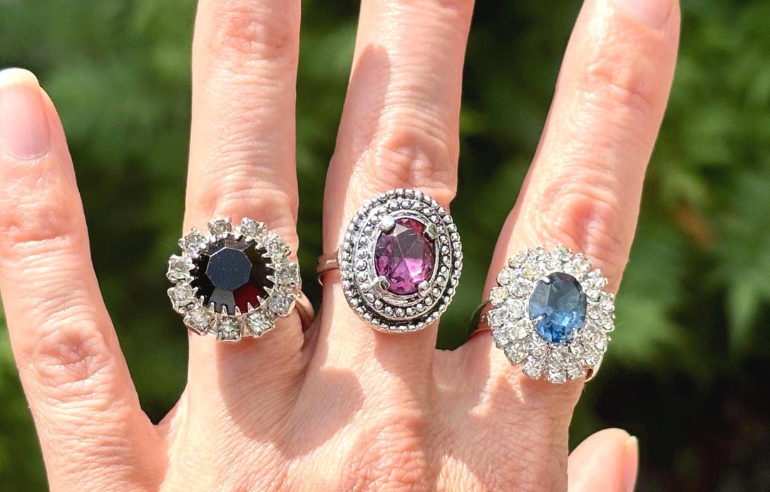 Vintage Sarah Coventry Rings: 1970s Costume Jewelry, Adjustable Sizing ...