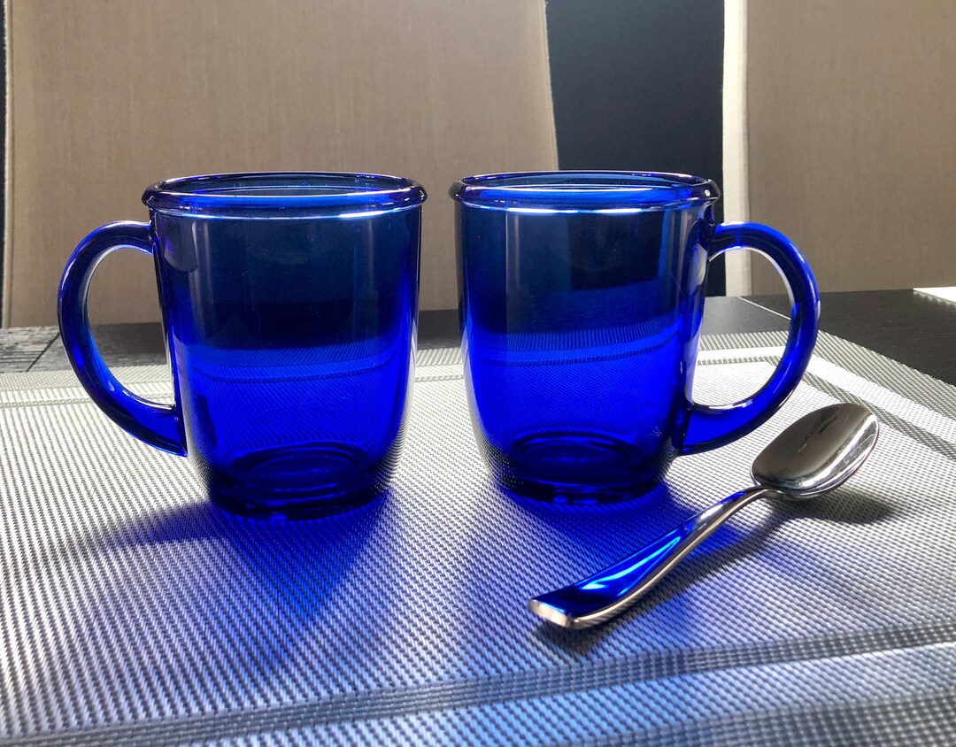 Vintage Arcoroc France Cobalt Blue Mug PAIR Circa 1980s - Etsy