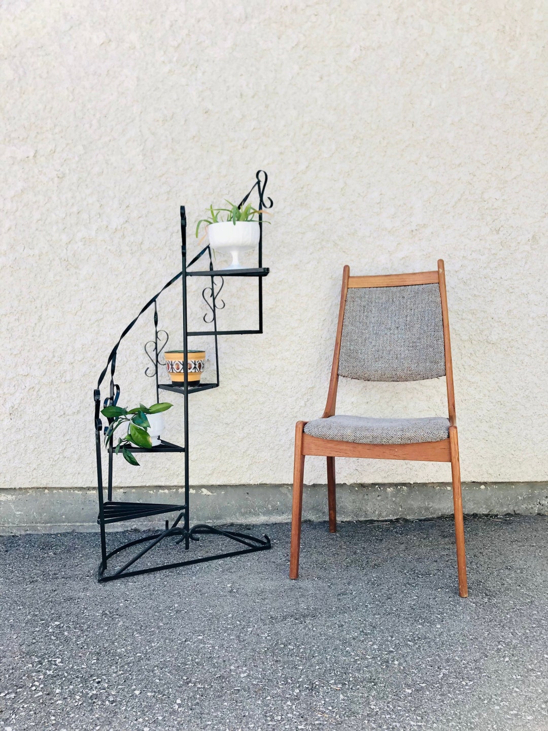 MCM Wrought Iron Spiral Staircase Plant/ Display Stand-circa 1950-1960s ...