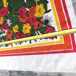 1960s Pure Linen Flower Power Print Table Cloth ( 4 Foot 2inches by 5 ...