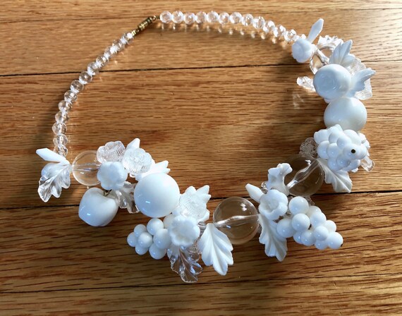 1950/60's Lucite Leaves & Fruit Necklace/ Large Chunk… - Gem